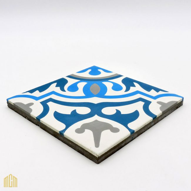 Moroccan Handmade Cement Tiles 8 Inch x 8 Inch Navy Blue And White ...